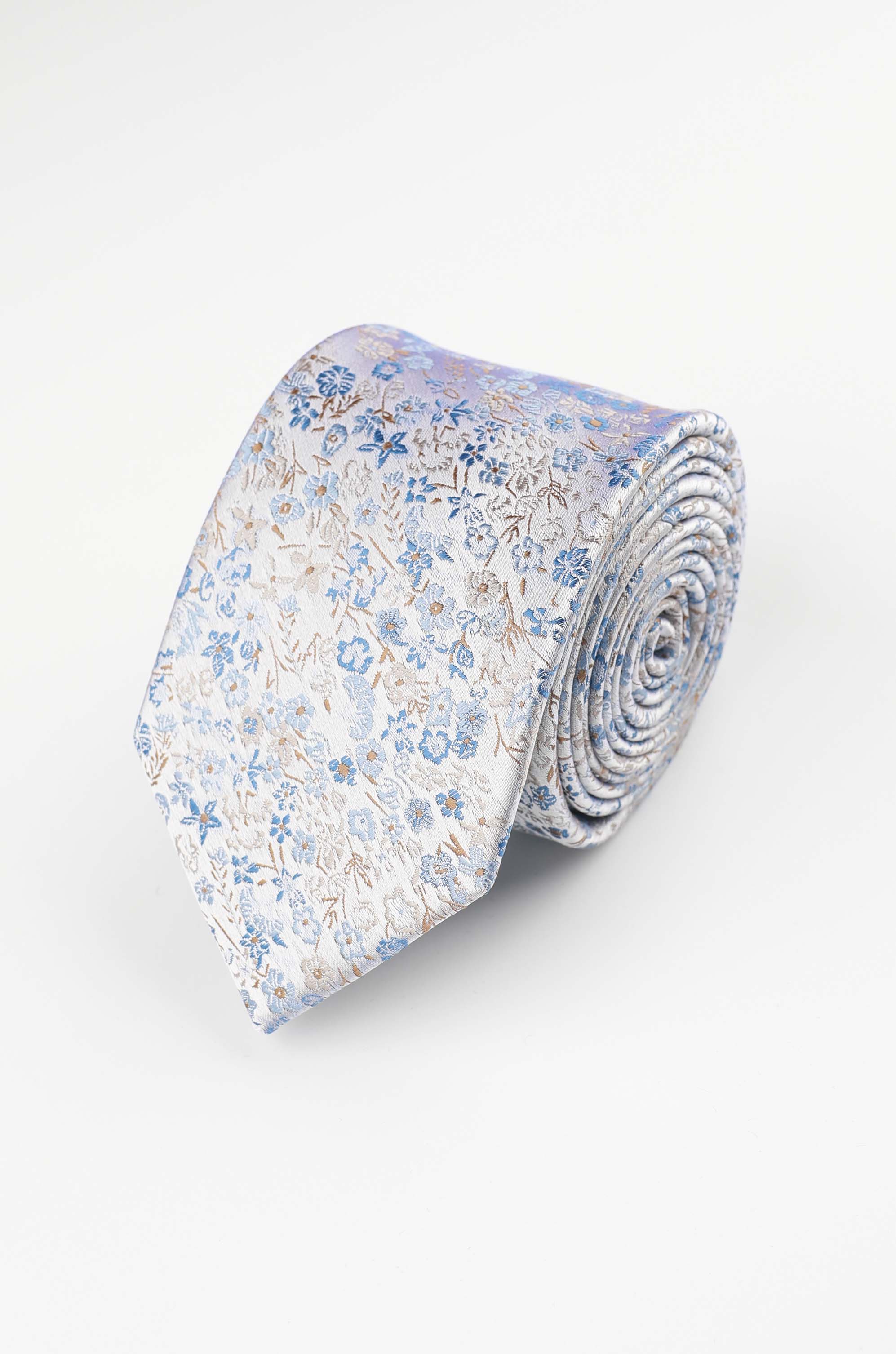 Mens Tie - Silk Mini Floral Tie in Cornflower Blue